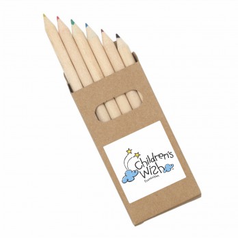 Z404 Half Pencils Colouring 6 Pack Natural Wood