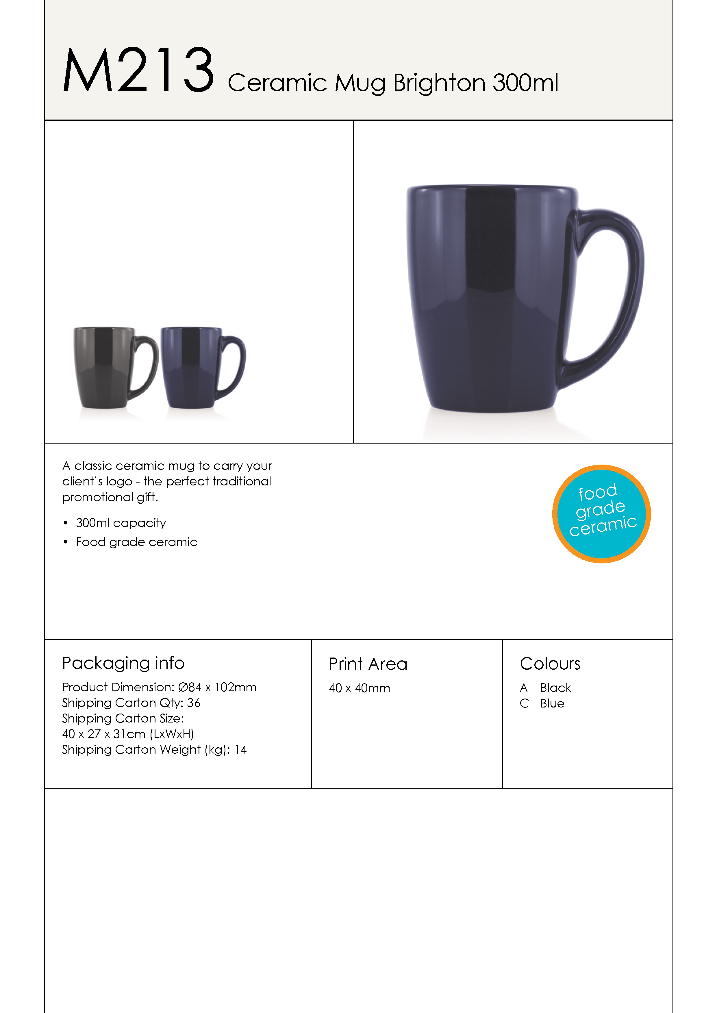 M213 Ceramic Mug Brighton 300ml