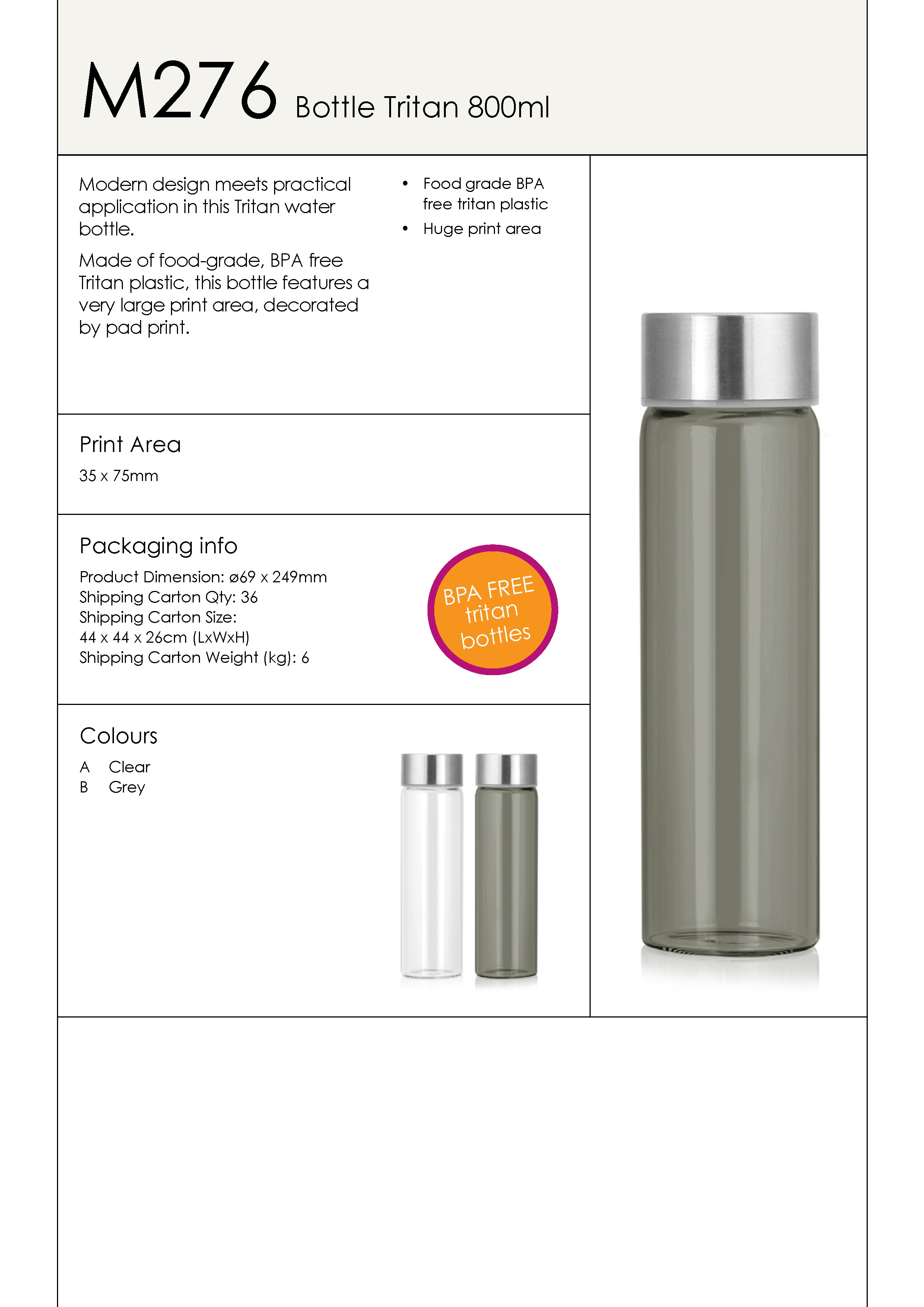 M276 Bottle Tritan 800ml