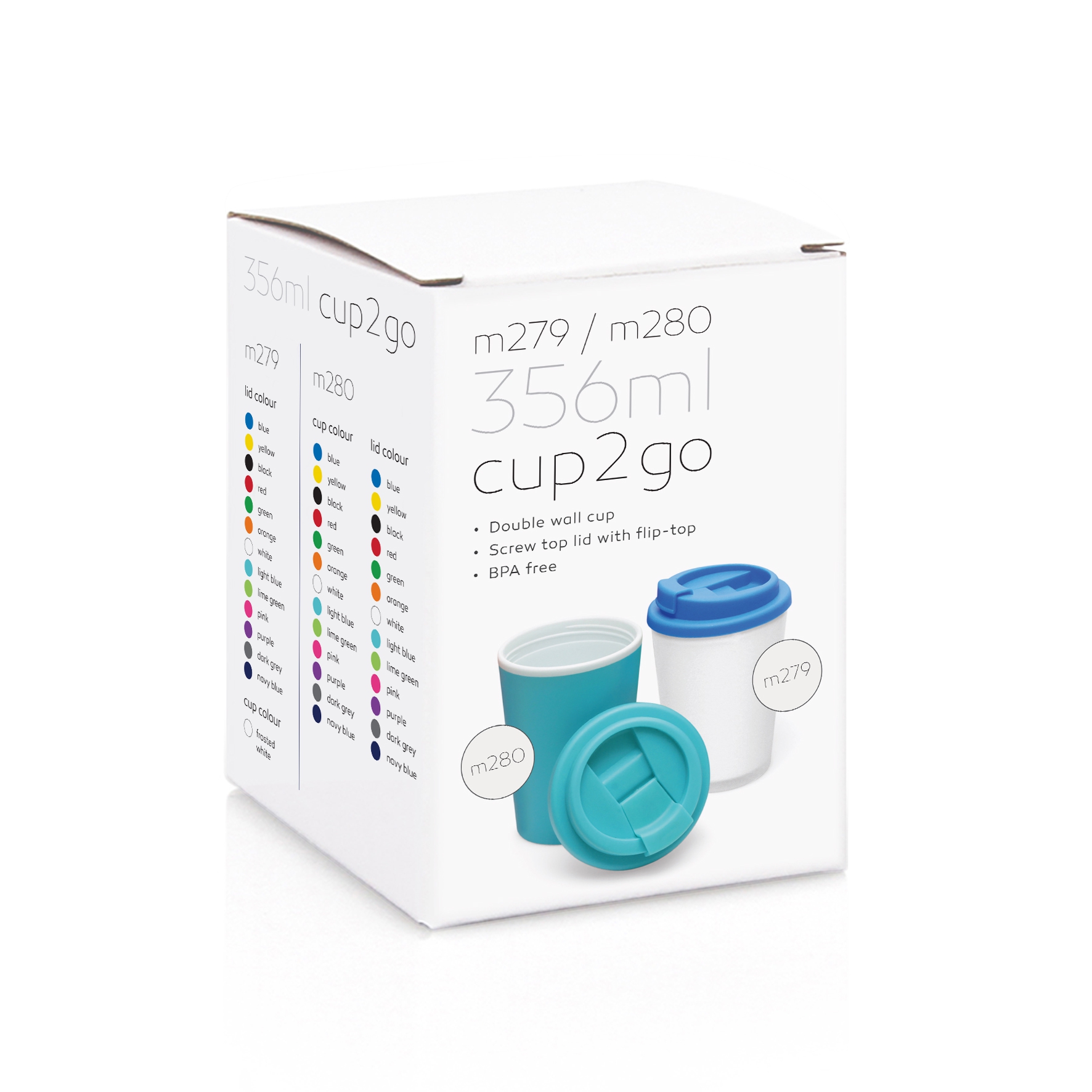 M280 Eco Coffee Cup Plastic Double Wall Cup2Go 356ml